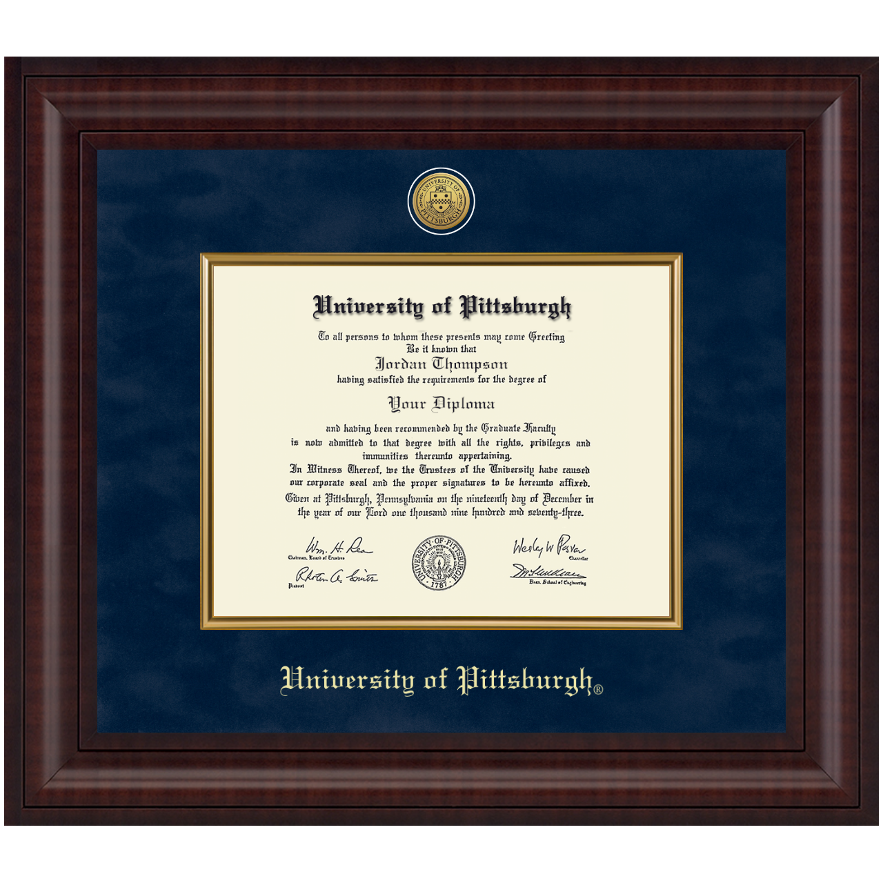 Presidential Gold Engraved Diploma Frame in Premier University of ...