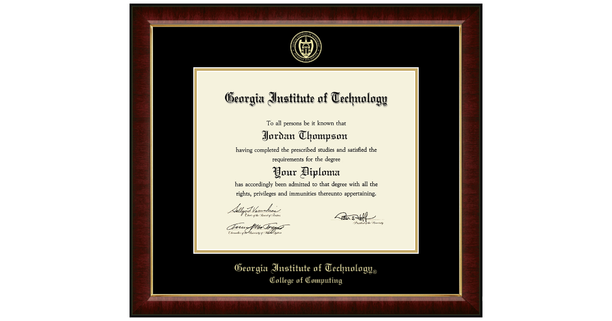 Gold Embossed Diploma Frame in Murano Georgia Institute of Technology ...