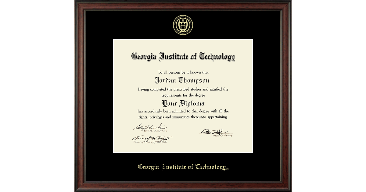 Gold Embossed Diploma Frame in Studio Georgia Institute of Technology ...