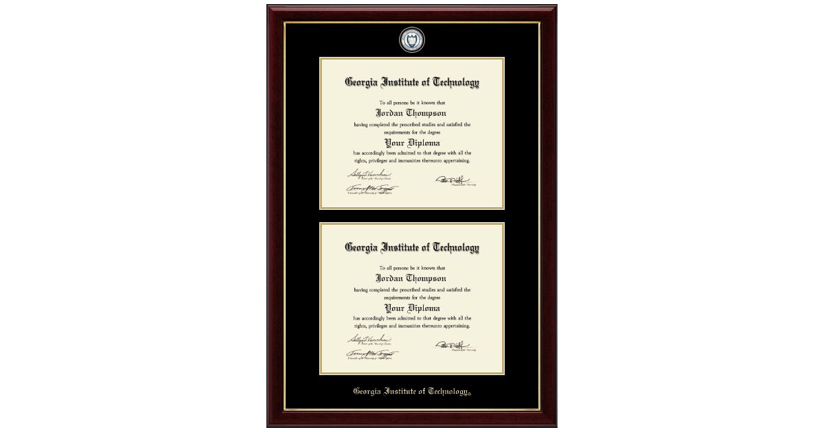 Masterpiece Medallion Double Diploma Frame in Gallery Georgia Institute ...