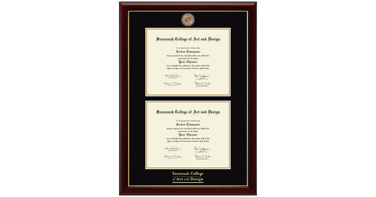 Masterpiece Medallion Double Diploma Frame in Gallery Savannah College ...