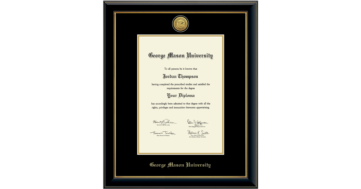 Gold Engraved Medallion Diploma Frame in Onyx Gold George Mason ...