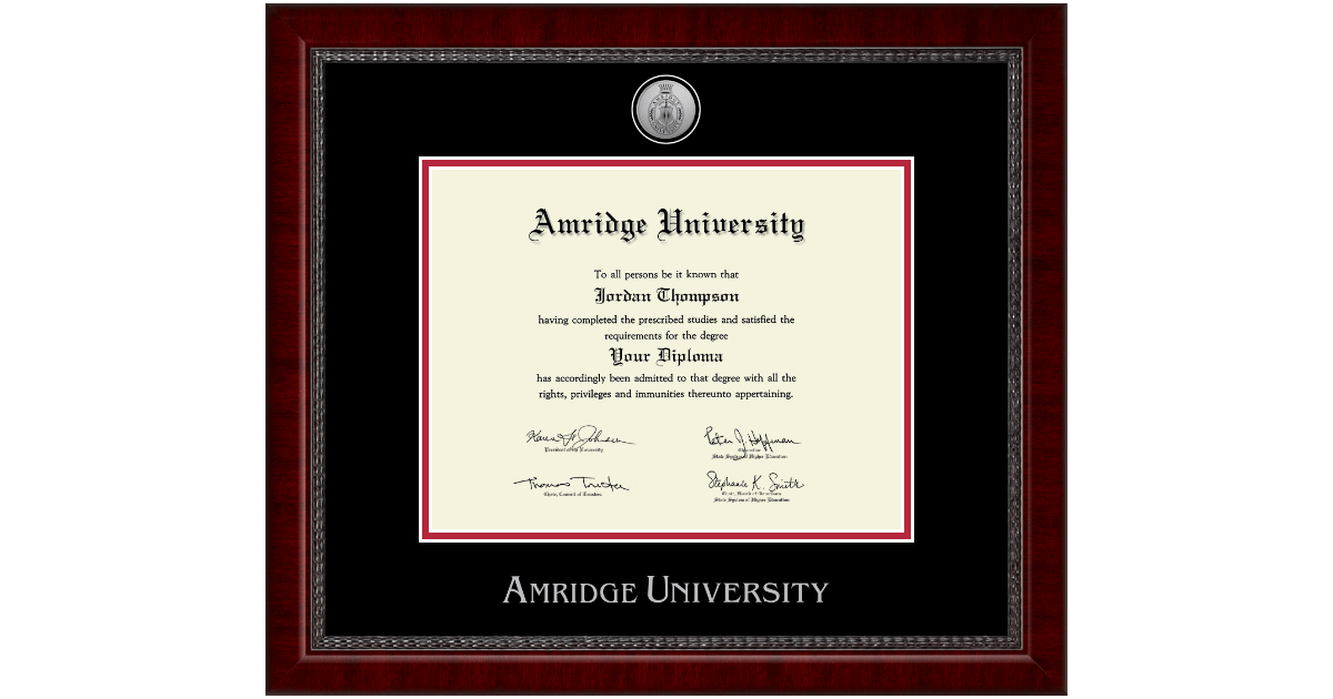 Silver Engraved Medallion Diploma Frame in Sutton Amridge University ...