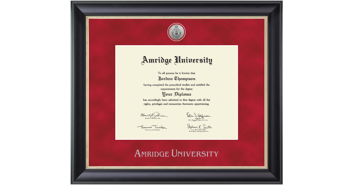 Silver Engraved Medallion Diploma Frame in Noir Amridge University ...