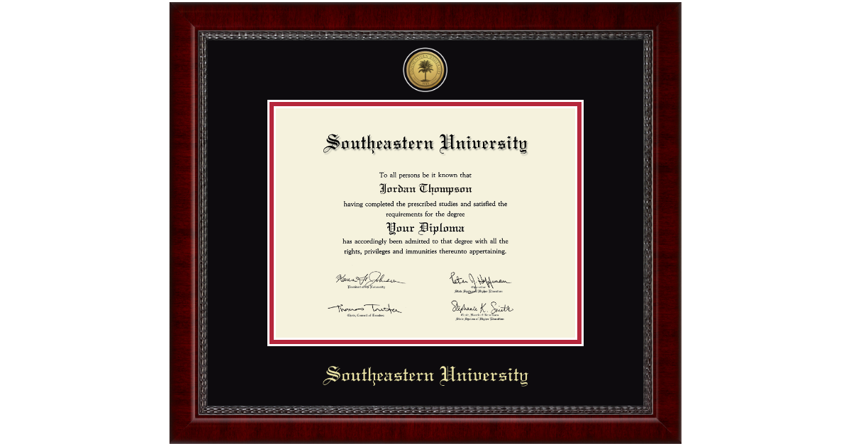 Gold Engraved Medallion Diploma Frame in Sutton Southeastern University ...