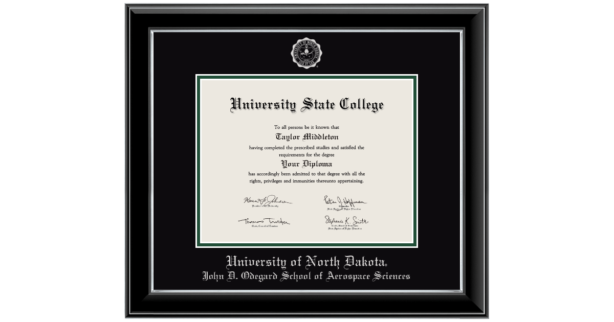 Silver Embossed Diploma Frame in Onyx Silver University of North Dakota ...