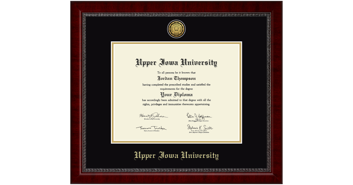 Gold Engraved Medallion Diploma Frame in Sutton Upper Iowa University ...