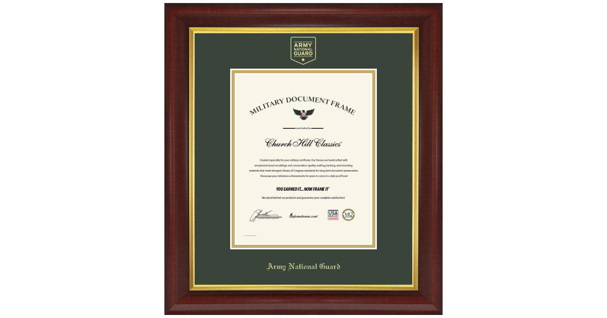 Vertical 8x10- Army National Guard Gold Embossed Certificate Frame in ...
