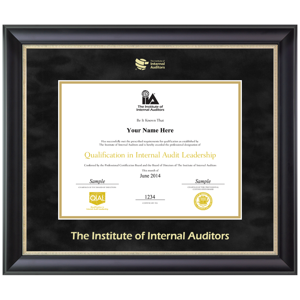 Gold Embossed Certificate Frame in Noir The Institute of Internal ...