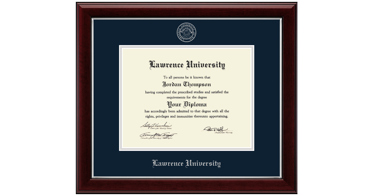 Silver Embossed Diploma Frame in Gallery Silver Lawrence University ...