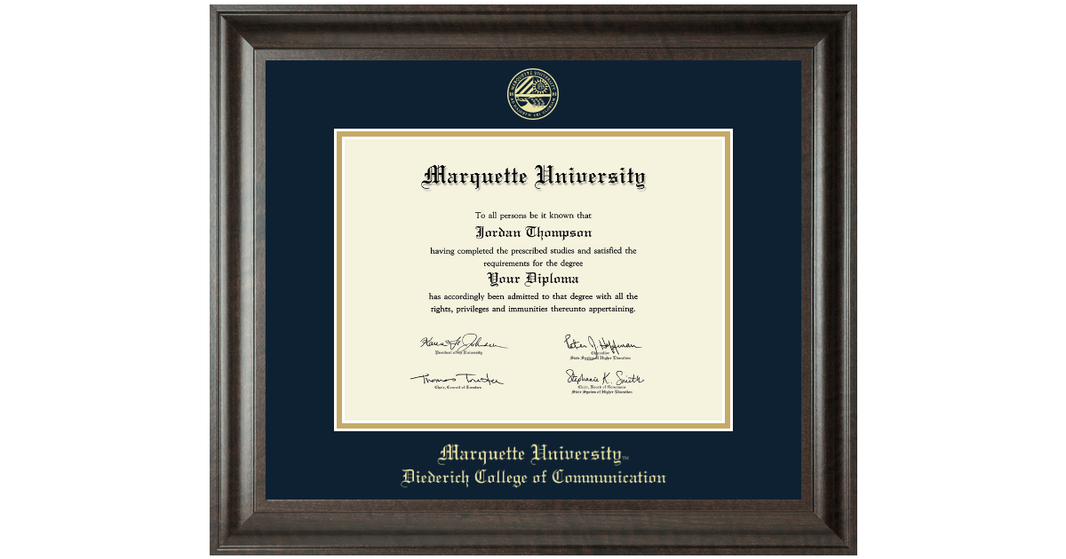 Gold Embossed Diploma Frame in Acadia Marquette University - Item ...