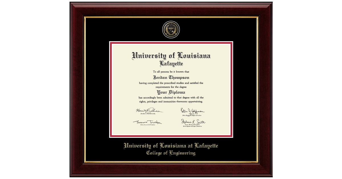 Louisiana Lafayette College of Engineering Diploma Frames