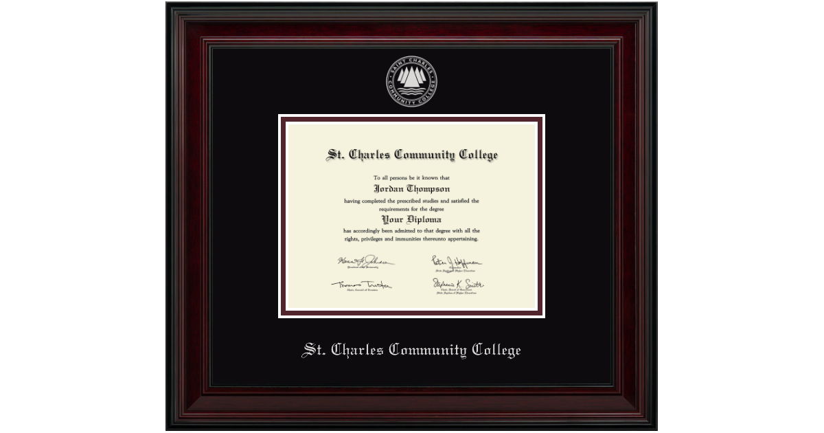 Silver Embossed Diploma Frame in Encore St. Charles Community College ...