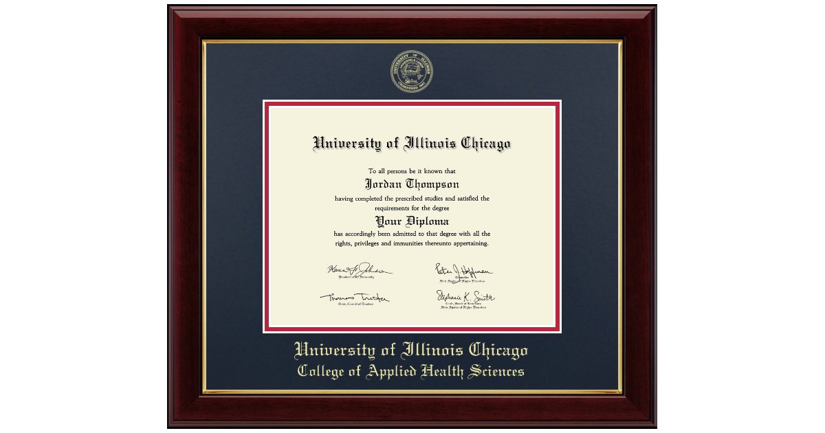 Gold Embossed Diploma Frame in Gallery University of Illinois Chicago ...