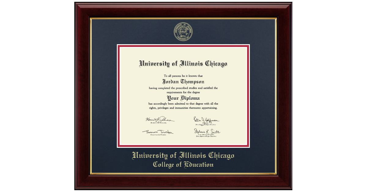 Gold Embossed Diploma Frame in Gallery University of Illinois Chicago ...