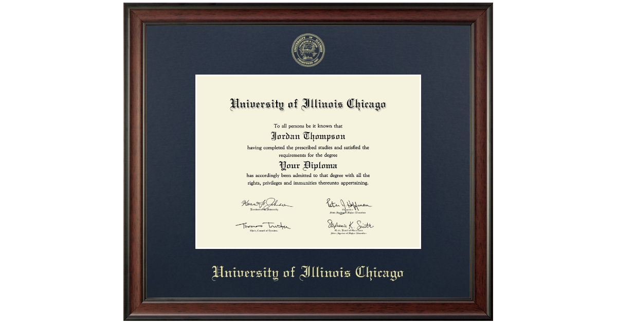 Gold Embossed Diploma Frame in Studio University of Illinois Chicago ...