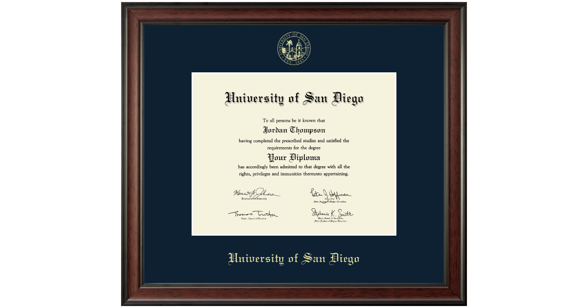 Gold Embossed Diploma Frame in Studio University of San Diego - Item ...