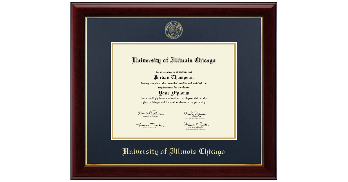 Gold Embossed Diploma Frame in Gallery University of Illinois Chicago ...