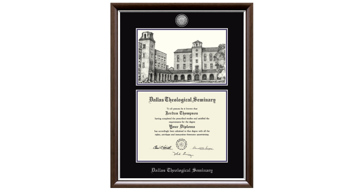 PhD- Campus Scene Lithograph Silver Engraved Diploma Frame in ...