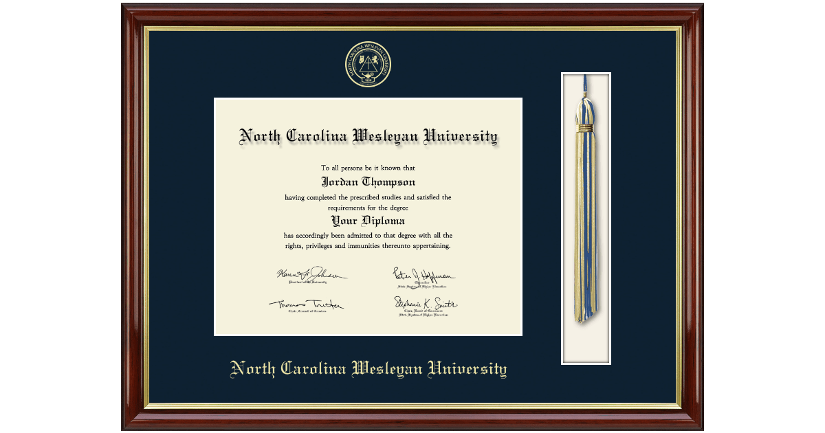 Tassel & Cord Diploma Frame in Southport Gold North Carolina Wesleyan ...