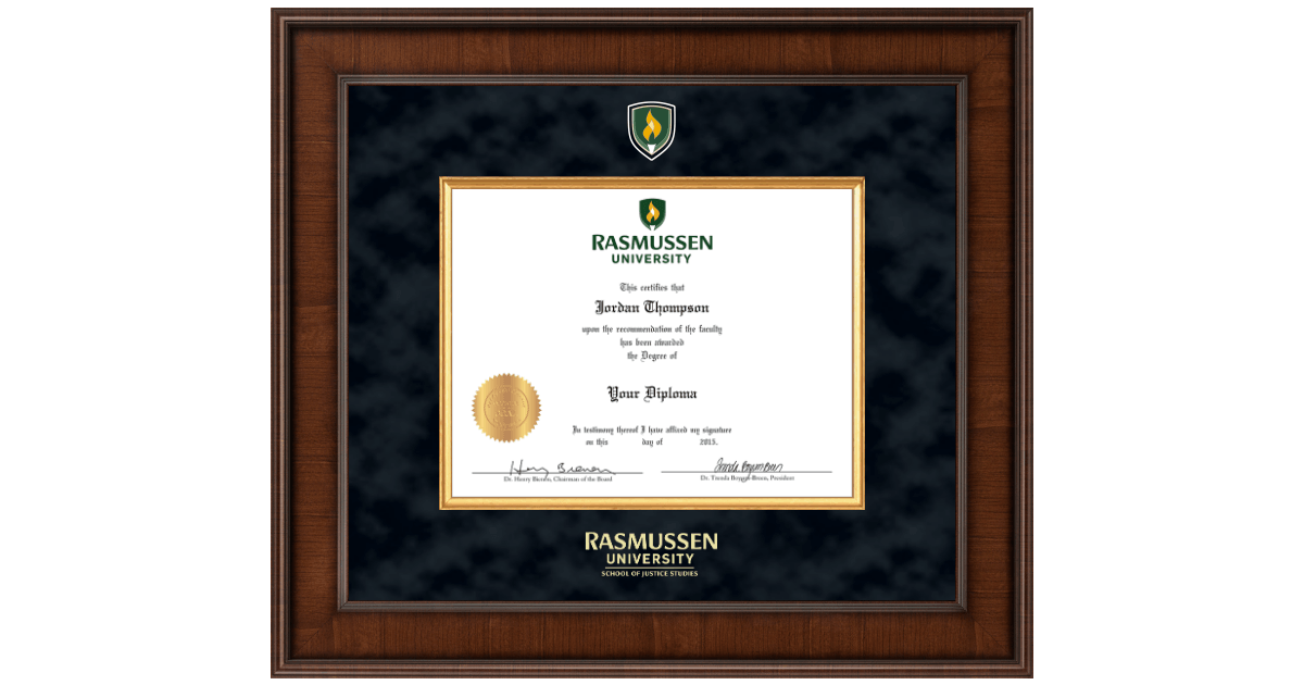Rasmussen University School of Justice Studies Diploma Frames