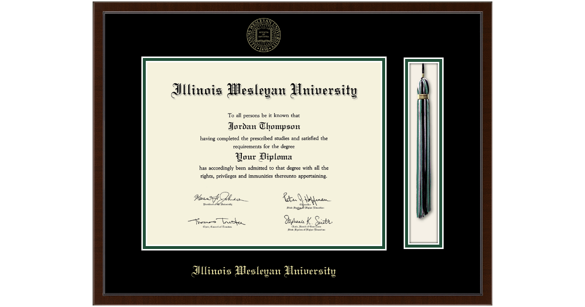 Tassel & Cord Diploma Frame in Delta Illinois Wesleyan University ...