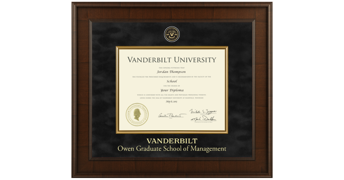 Vanderbilt Owen Graduate School of Management Diploma Frames
