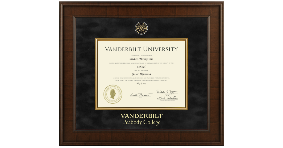 Presidential Masterpiece Diploma Frame in Madison Vanderbilt University ...