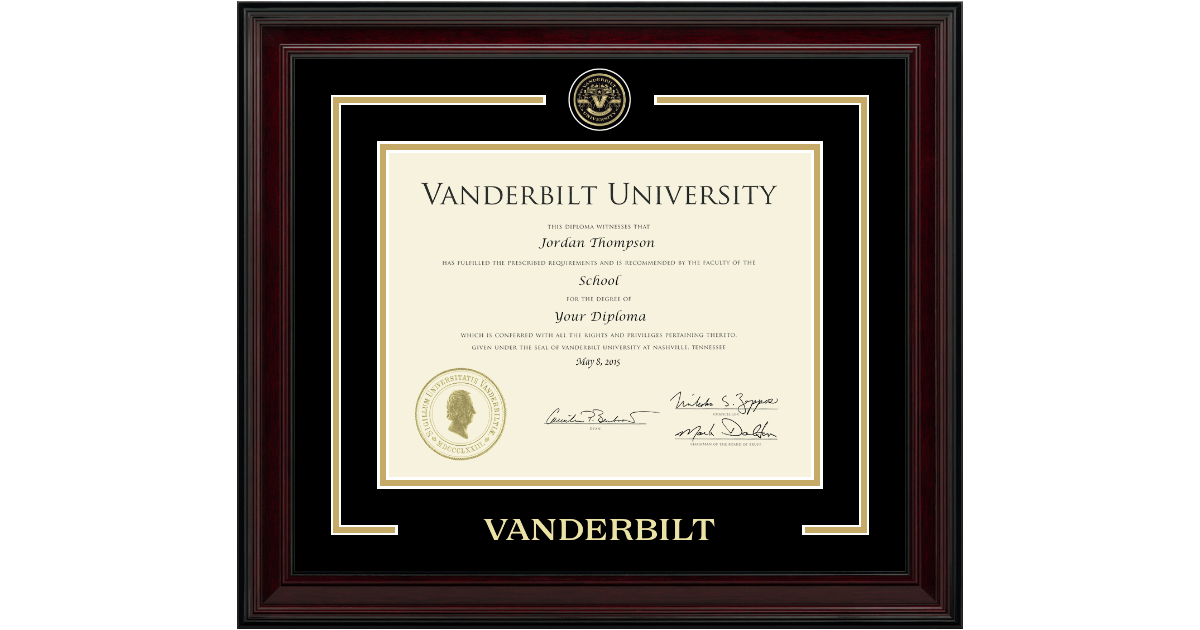 Showcase Edition Diploma Frame in Encore Vanderbilt University - Item ...