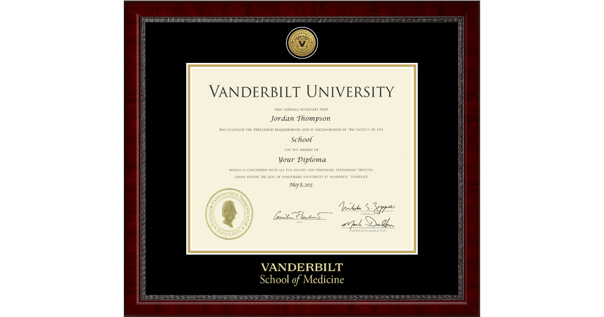 Gold Engraved Medallion Diploma Frame in Sutton Vanderbilt University ...