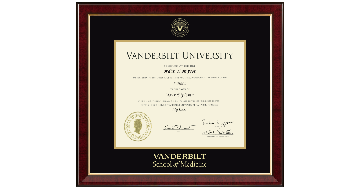Gold Embossed Diploma Frame in Murano Vanderbilt University - Item ...