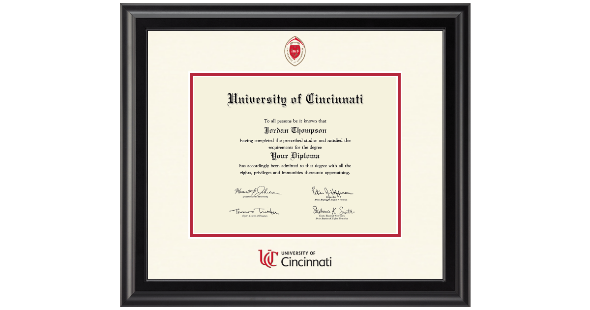 Dimensions Diploma Frame in Midnight University of Cincinnati - Item ...