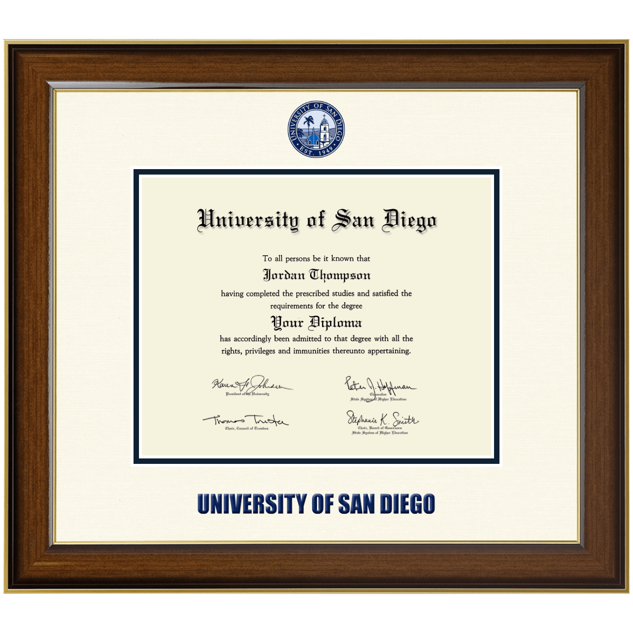 Dimensions Diploma Frame in Westwood University of San Diego - Item #401655