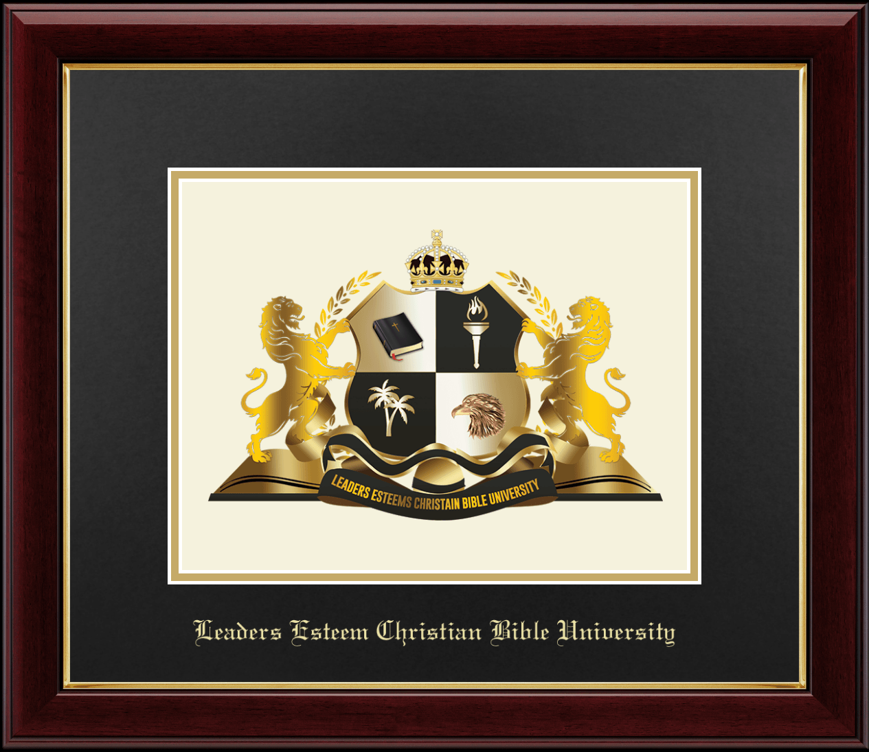 Leaders Esteem Christian Bible University Gold Embossed Diploma Frame ...