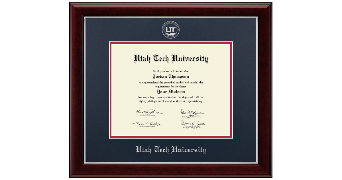 Silver Embossed Diploma Frame in Gallery Silver Utah Tech University ...