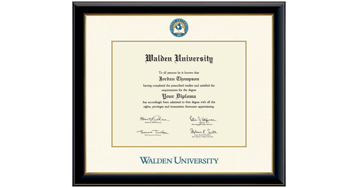 Dimensions Diploma Frame in Onyx Gold Walden University - Item #404338