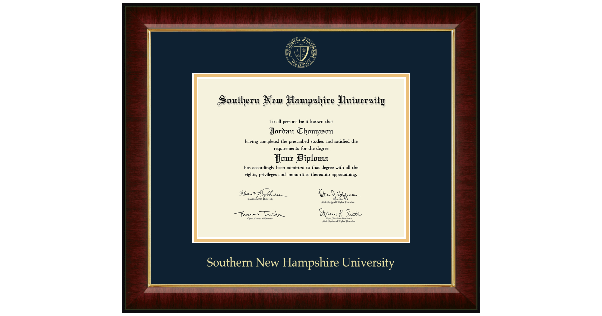 Gold Embossed Diploma Frame in Murano Southern New Hampshire University ...