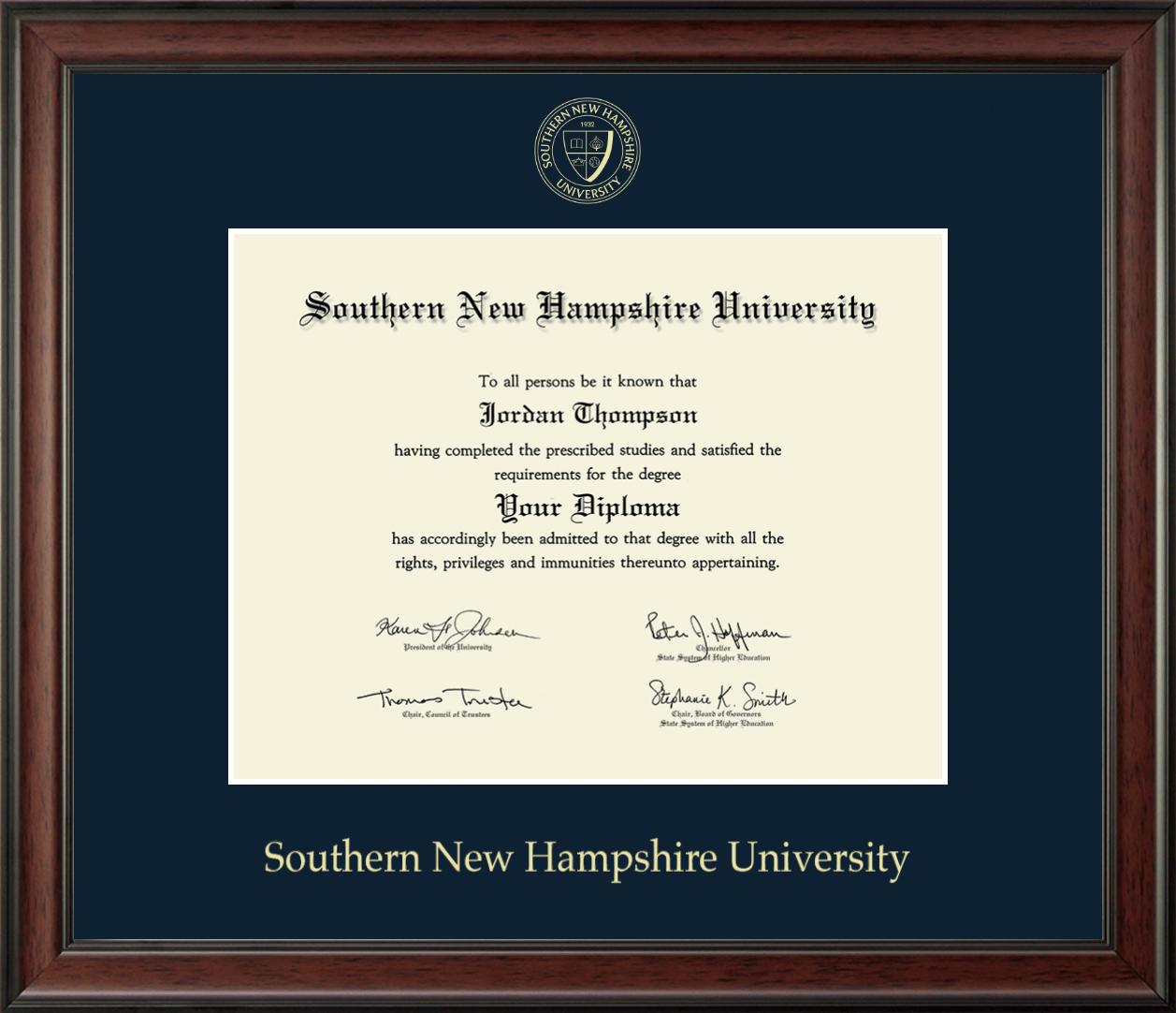 Southern New Hampshire University Gold Embossed Diploma Frame in Studio ...