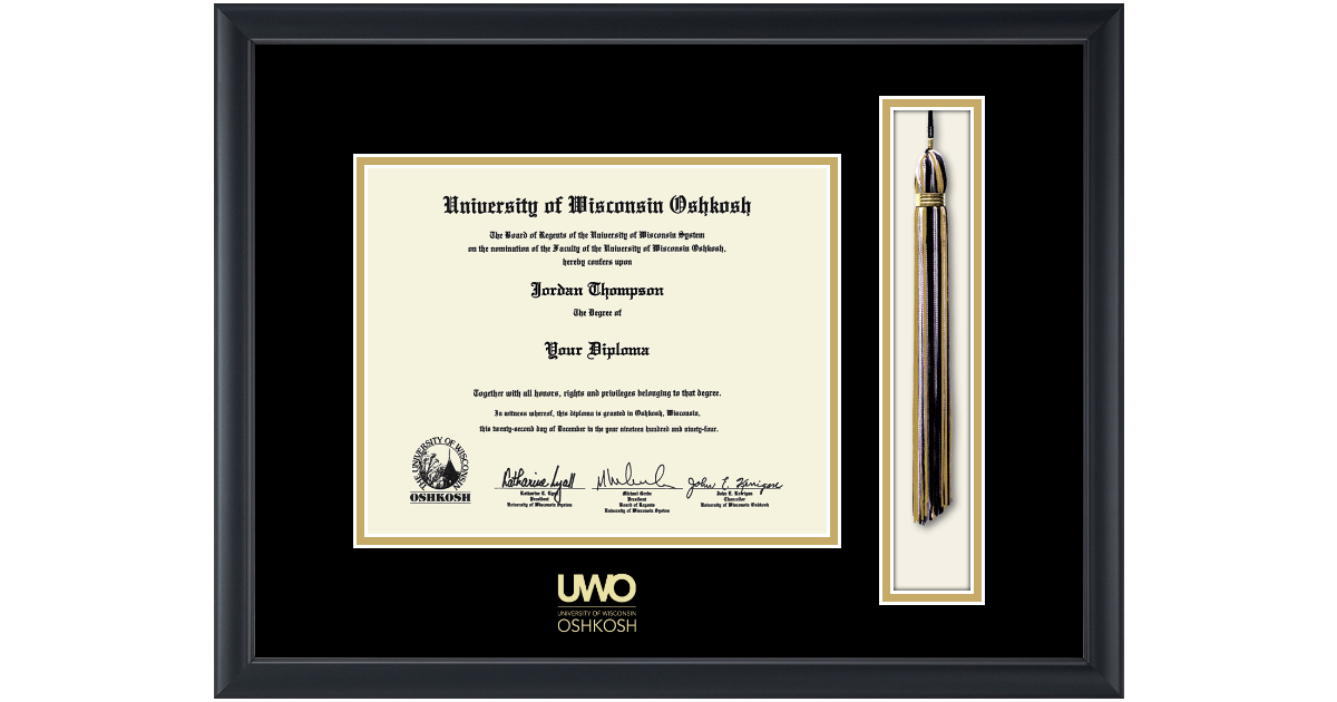 Tassel And Cord Diploma Frame In Obsidian University Of Wisconsin Oshkosh Item 405294 From