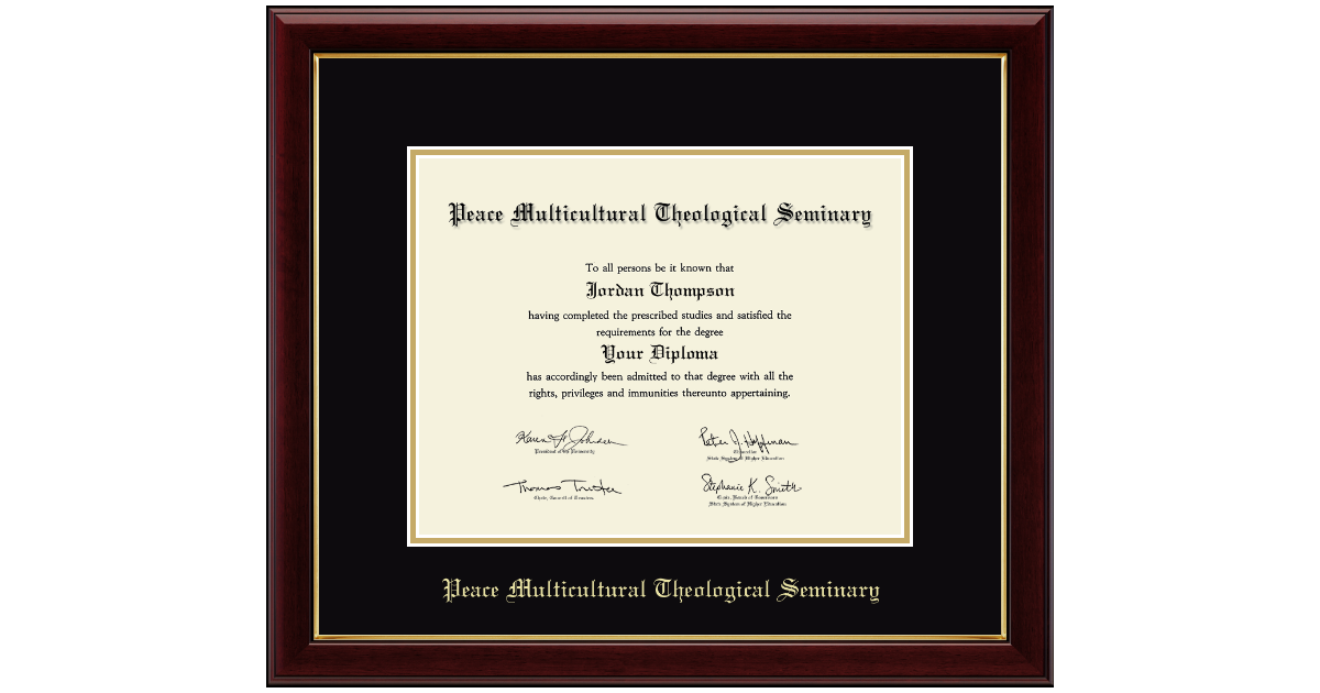 Gold Embossed Diploma Frame in Gallery Peace Multicultural Theological ...