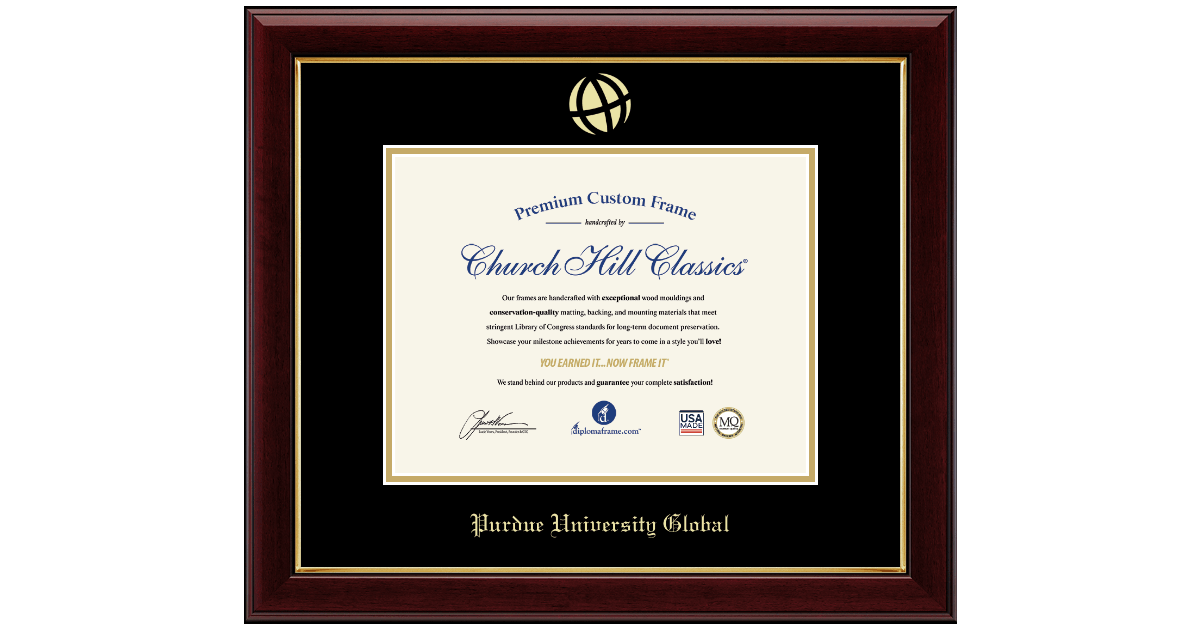 Gold Embossed Diploma Frame in Gallery Purdue University Global - Item ...