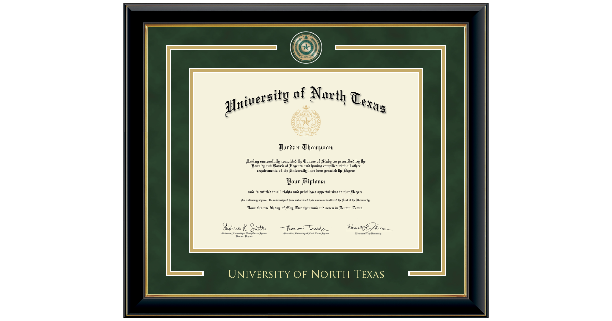Showcase Diploma Frame in Onyx Gold University of North Texas - Item ...