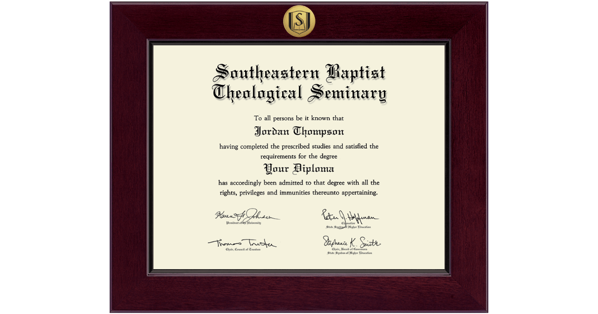 Century Gold Engraved Diploma Frame in Cordova Southeastern Baptist ...
