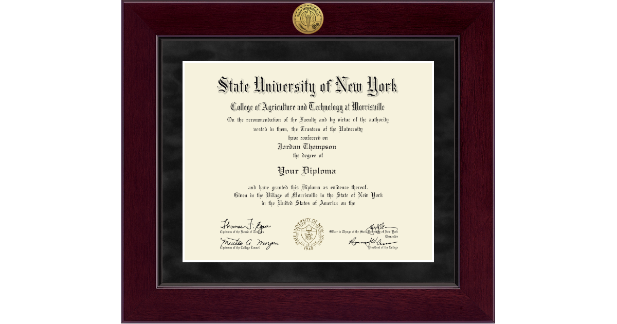 Millennium Gold Engraved Diploma Frame in Cordova SUNY Morrisville ...