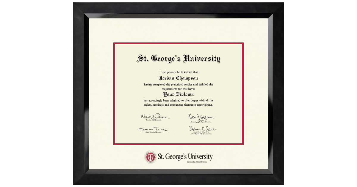 Dimensions Diploma Frame in Eclipse St. George's University - Item #408710