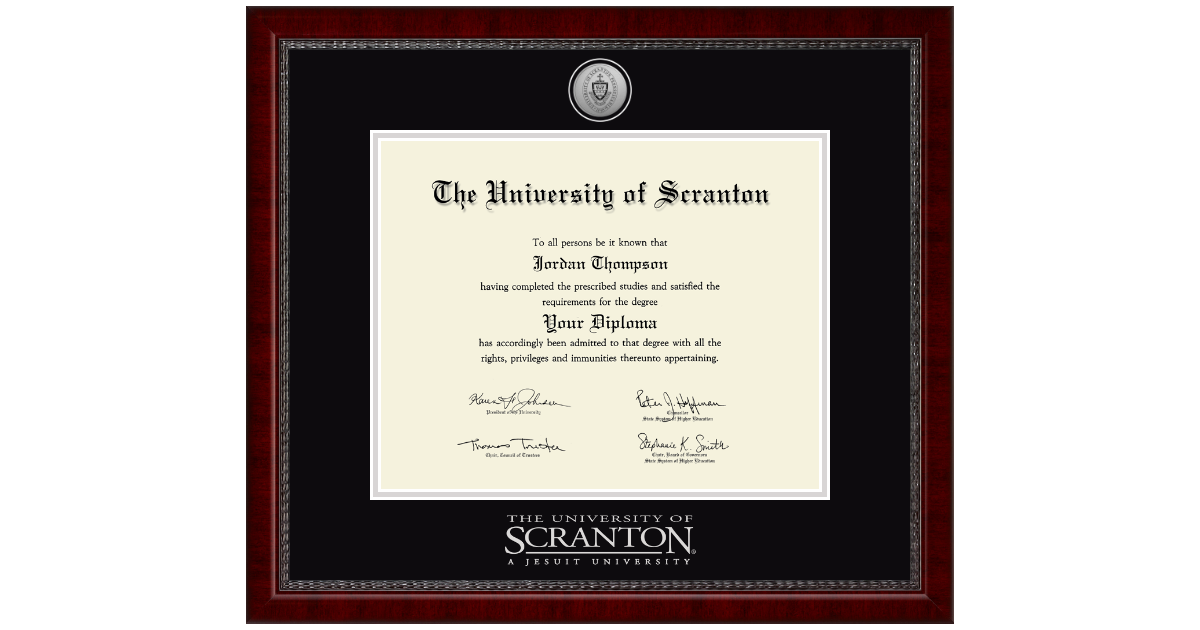 Silver Engraved Medallion Diploma Frame in Sutton The University of Scranton - Item #408999 from ...