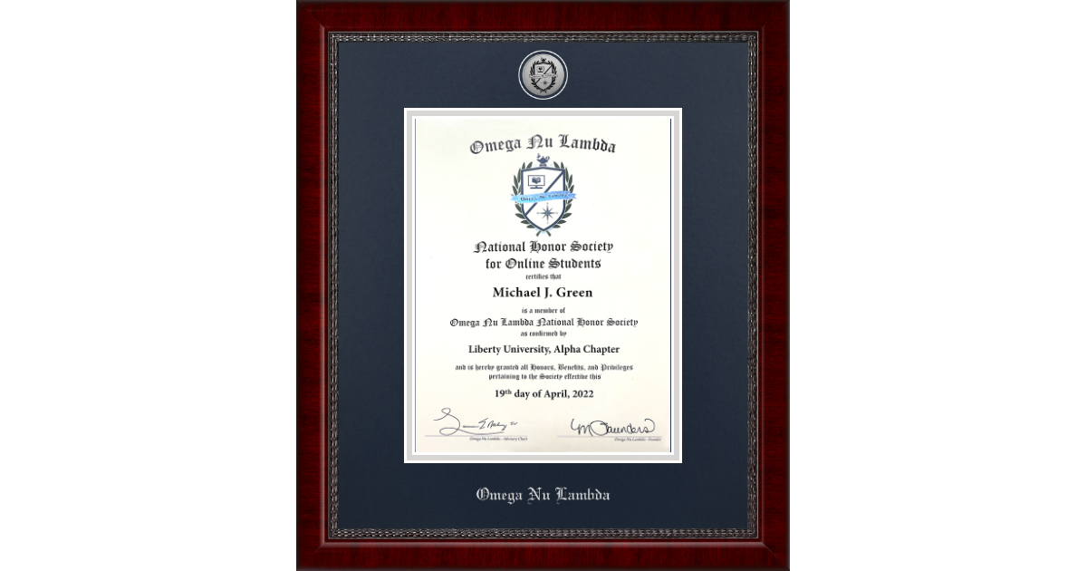 Silver Engraved Medallion Certificate Frame in Sutton Omega Nu Lambda - Item #409926 from Omega ...