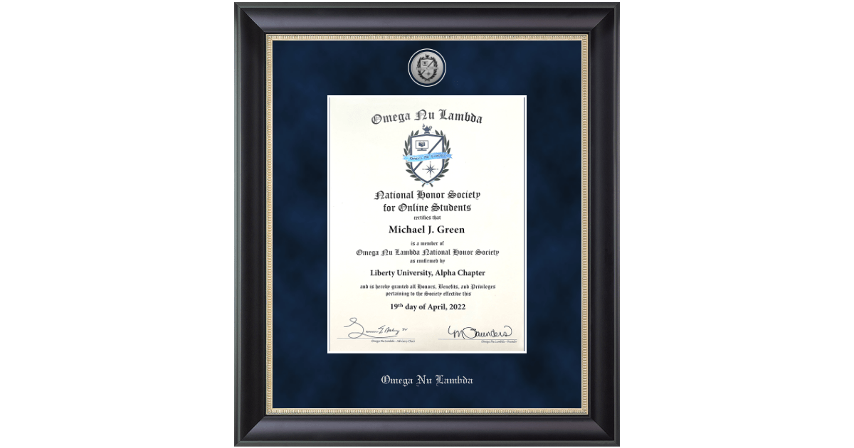 Silver Engraved Medallion Certificate Frame in Noir Omega Nu Lambda ...