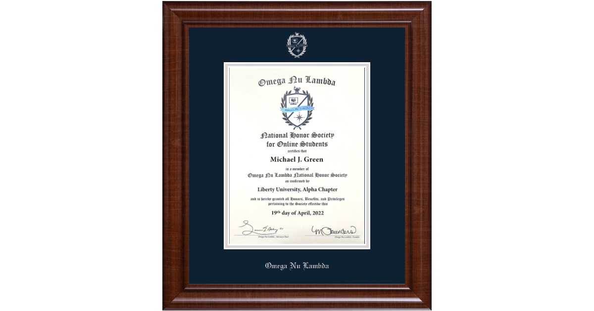Silver Embossed Certificate Frame in Prescott Omega Nu Lambda - Item ...