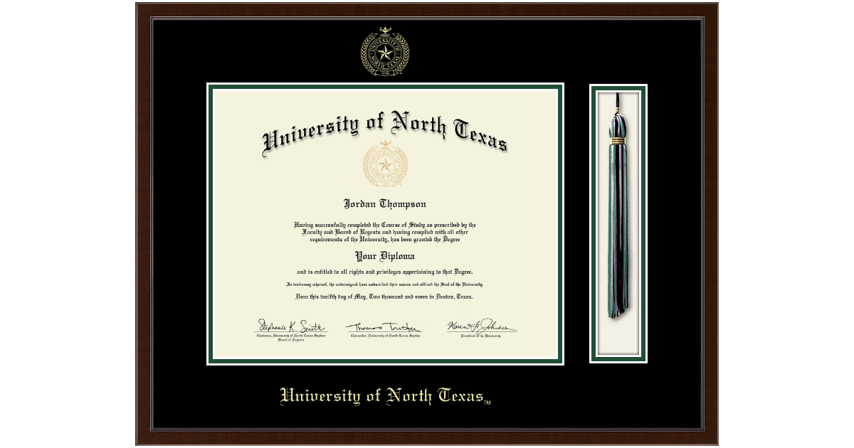 Tassel & Cord Diploma Frame in Delta University of North Texas - Item ...